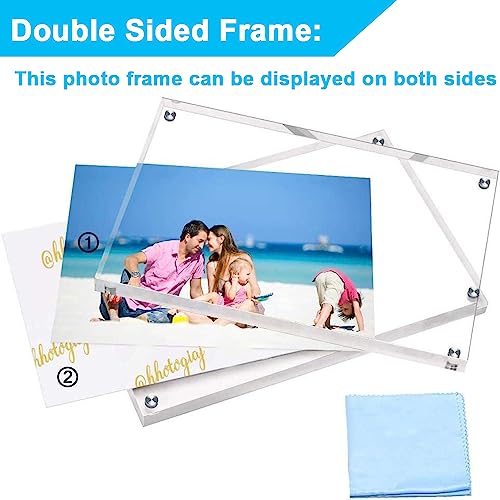 JUOIFIP 8X10 Clear Acrylic Picture Frames, Magnetic Picture Frames with Gift Box Package, Double Sided Acrylic Photo Frames Desktop Display with Support Stand, Pack of 1(Bonus 1 Pack Stand)