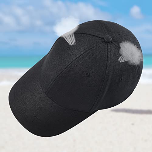 BOTVELA Linen Baseball Cap for Men Breathable Summer Dad Hat Adjustable Structured Outdoor Sports Cap (Black)