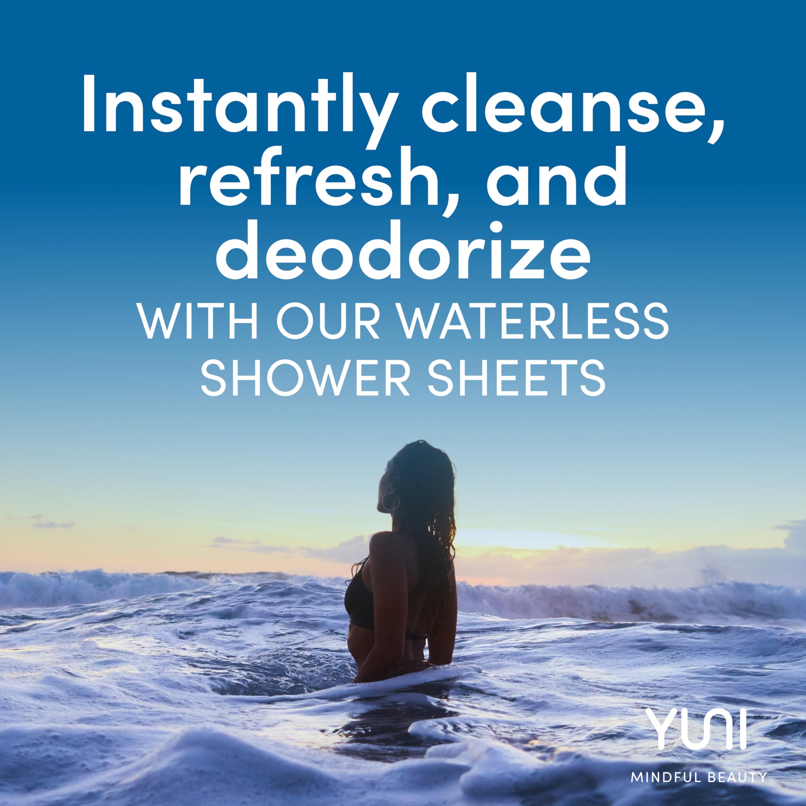 YUNI Beauty Large Body Wipes, Peppermint Citrus, 12 Count, Compostable, Biodegradable, No Rinse Body Cleanser, On-the-Go Shower Alternative