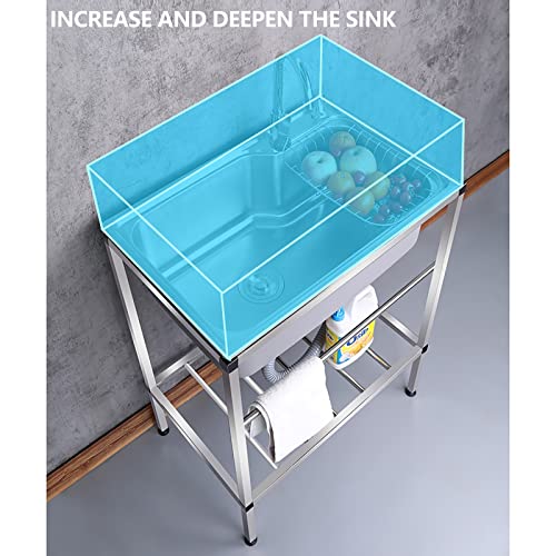 Stainless Steel Outdoor Single Bowl Station Utility Sink,Commercial Restaurant Sink,Drainer Kitchen Restaurant Storage Shelf,for Kitchen Bathroom Restaurant Farmhouse Laundry. ( Color : Cold alone , S