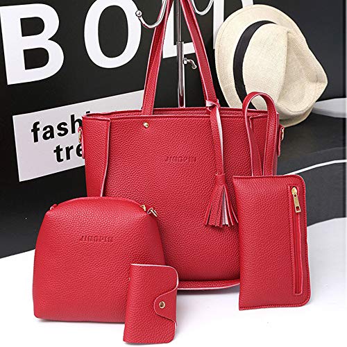 Car Pocket Handbag Holder between Seats Set Four Handbag Women Four Bag Pieces Bags Canvas Tote Bag Bulk (Red, One Size)