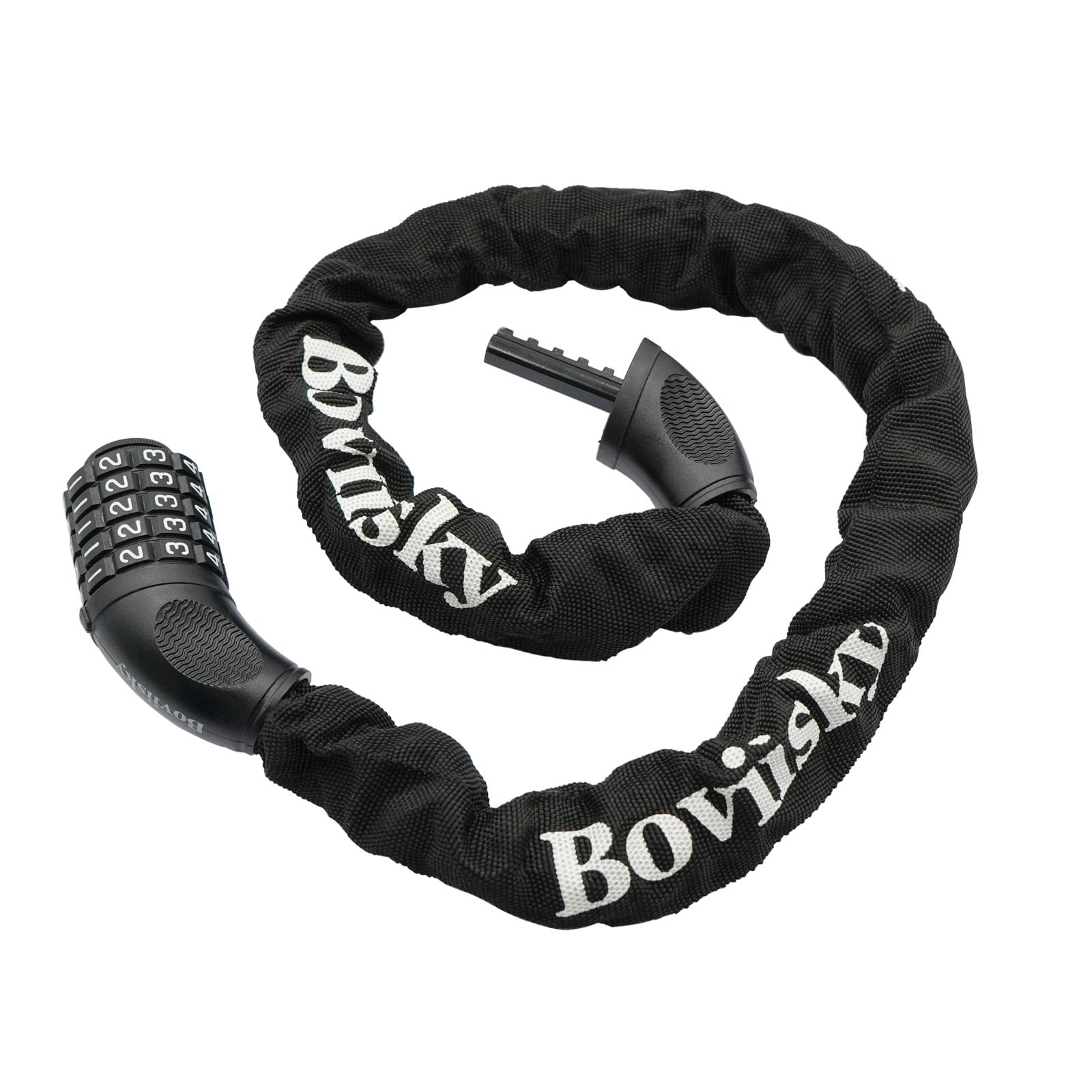Boviisky Bike Chain Lock, 5 Digit Resettable Combination Heavy Duty Bicycle Chain Lock, 3 Feet Long.