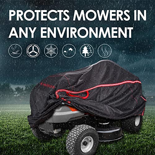 K-Musuclo Riding Lawn Mower Cover, Outdoors Tractor Cover Heavy Duty 600D and Pvc Coating, Waterproof Strip With Drawstring & Cover Storage Bag(72"L X 54"W X 46"H)
