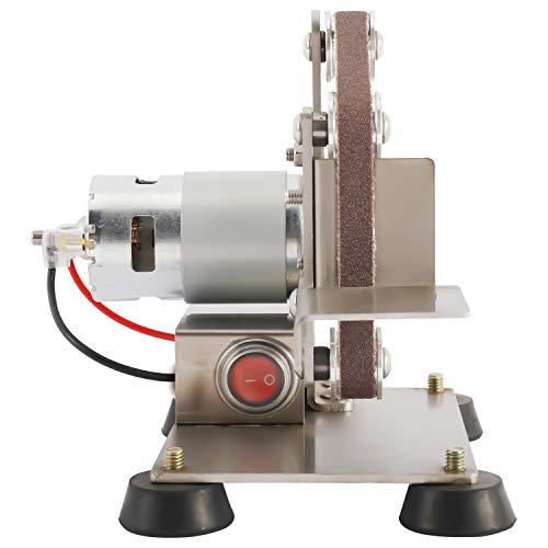 DIY Mini Electric Belt Sander Multifunctional Grinding Machine, Electric Knife Apex Edge Sharpener, Small DIY Polishing Machine with 10 pcs Sand Belts