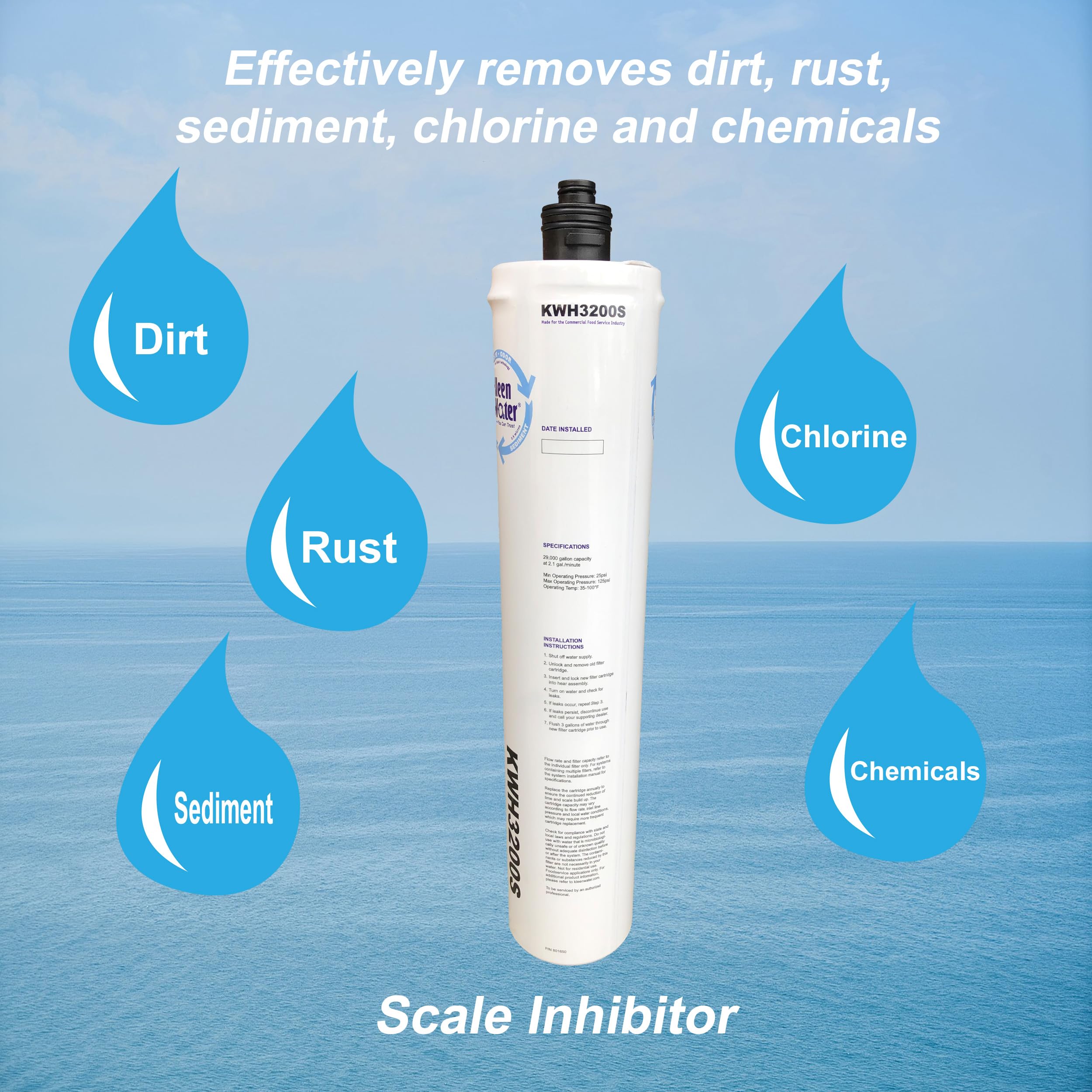 KleenWater KWH3200S Compatible with Hoshizaki 4HC-H H9655-11 Commercial Water Filter, Set of 3