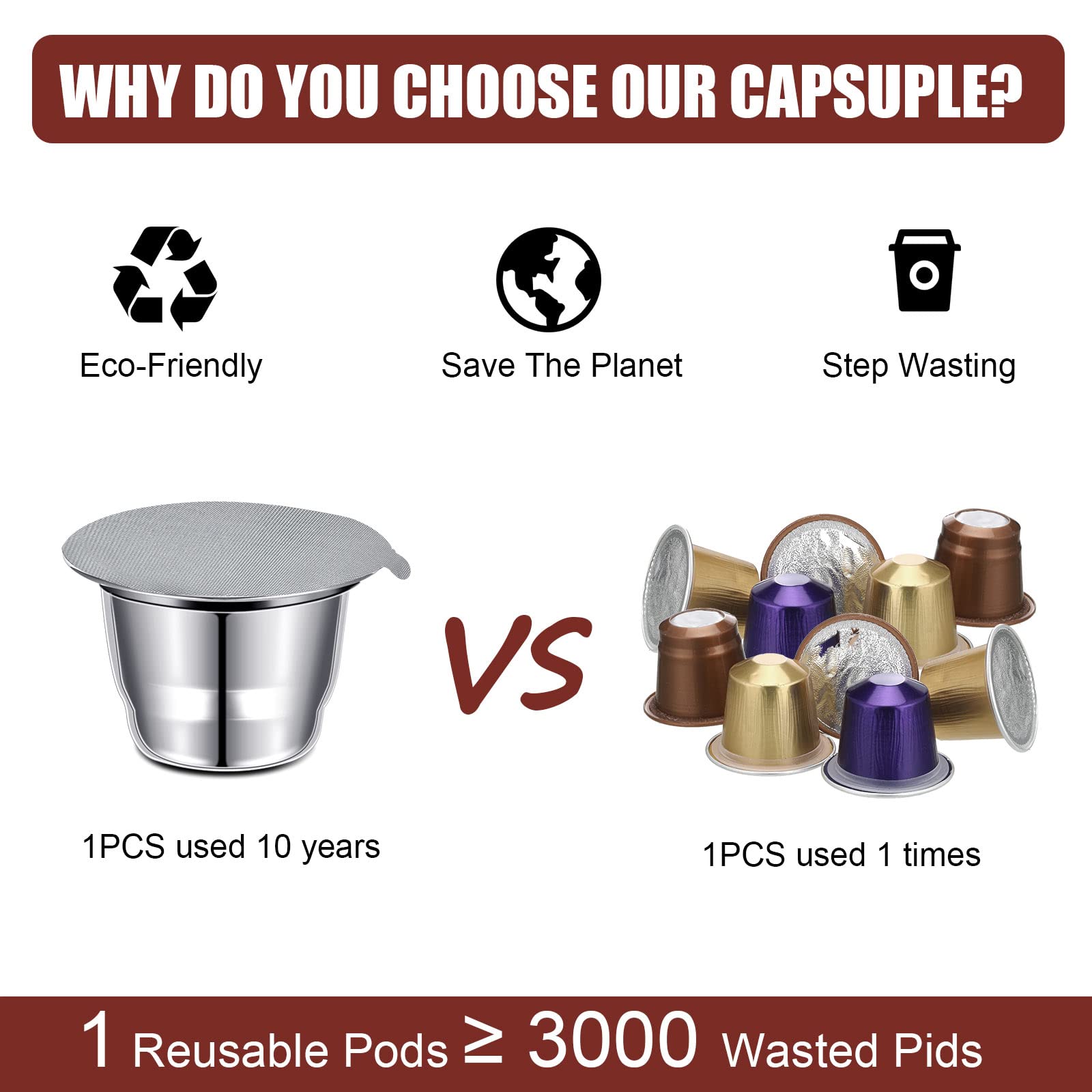 Didaey Reusable Espresso Capsules Stainless Steel Refillable Coffee Pods Reusable Espresso Pods with Aluminum Foil Seals Stickers Lids Compatible with Nespresso Machines (6 Cups, 204 Lids)