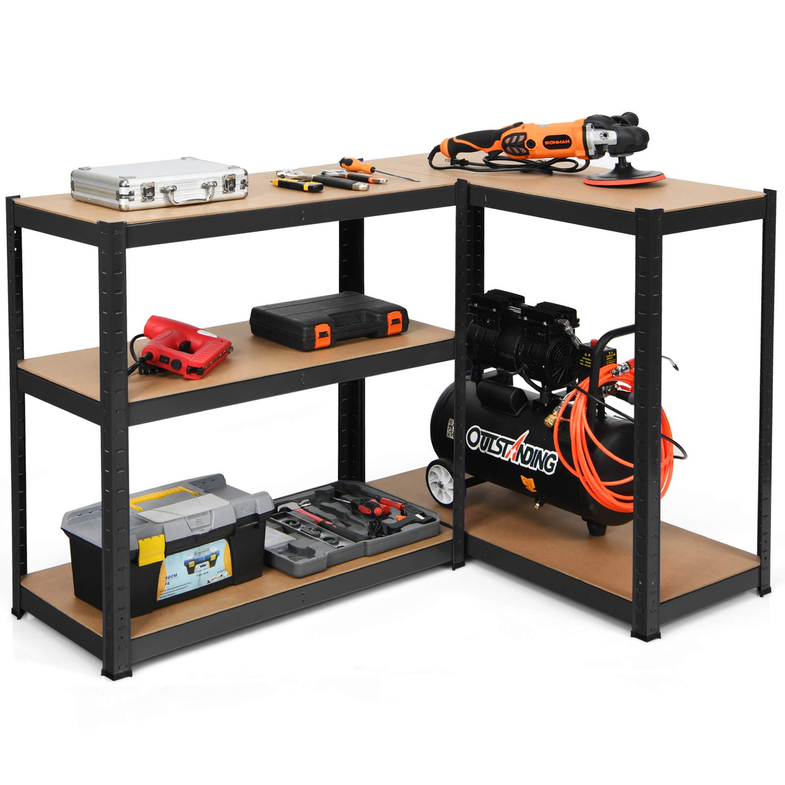 Giantex Storage Rack Shelving Unit Storage Shelf Steel Garage Utility Rack 5-Shelf Adjustable Shelves Heavy Duty Display Stand for Books, Kitchenware, Tools Bolt-Free Assembly 36"x 16"x 72” (1)
