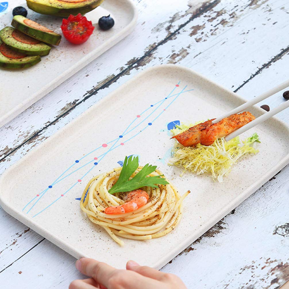 Cabilock Wheat Straw Dinner Plate 1pc Decorative Serving Trays Coffee Table Tray Wood Tea Plate Wheat Straw Tray Safe Serving Tray Dessert Tray Dinner Plate Fruit