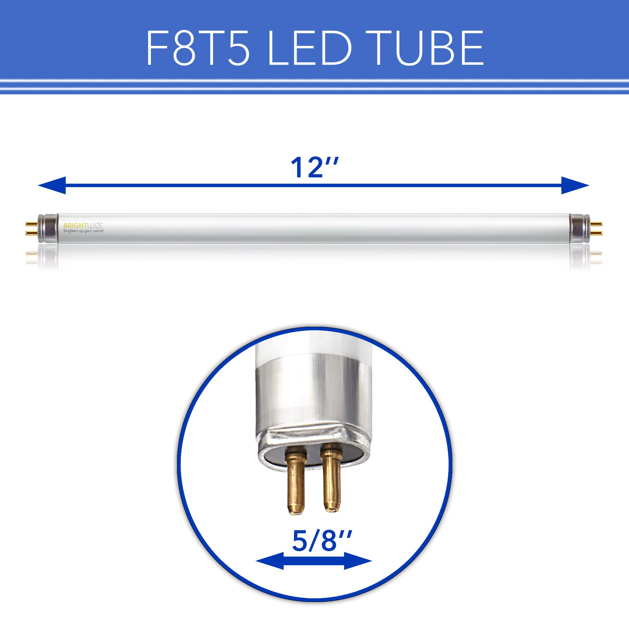 BrightWize F8t5ww LED Replacement F8t5 LED 5 Watts 500 Lumens Warm White 3000k F8 T5 Pack of 3 Bulbs