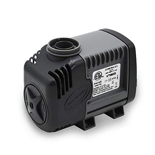 SICCE Syncra Silent 0.5 Multifunction 185 GPH Submersible Water Pump | Italian Made 8W Ultra Quiet Durable for Aquarium Fish Tank, Fountain, Pond, Hydroponics, Terrarium Black | Freshwater & Saltwater