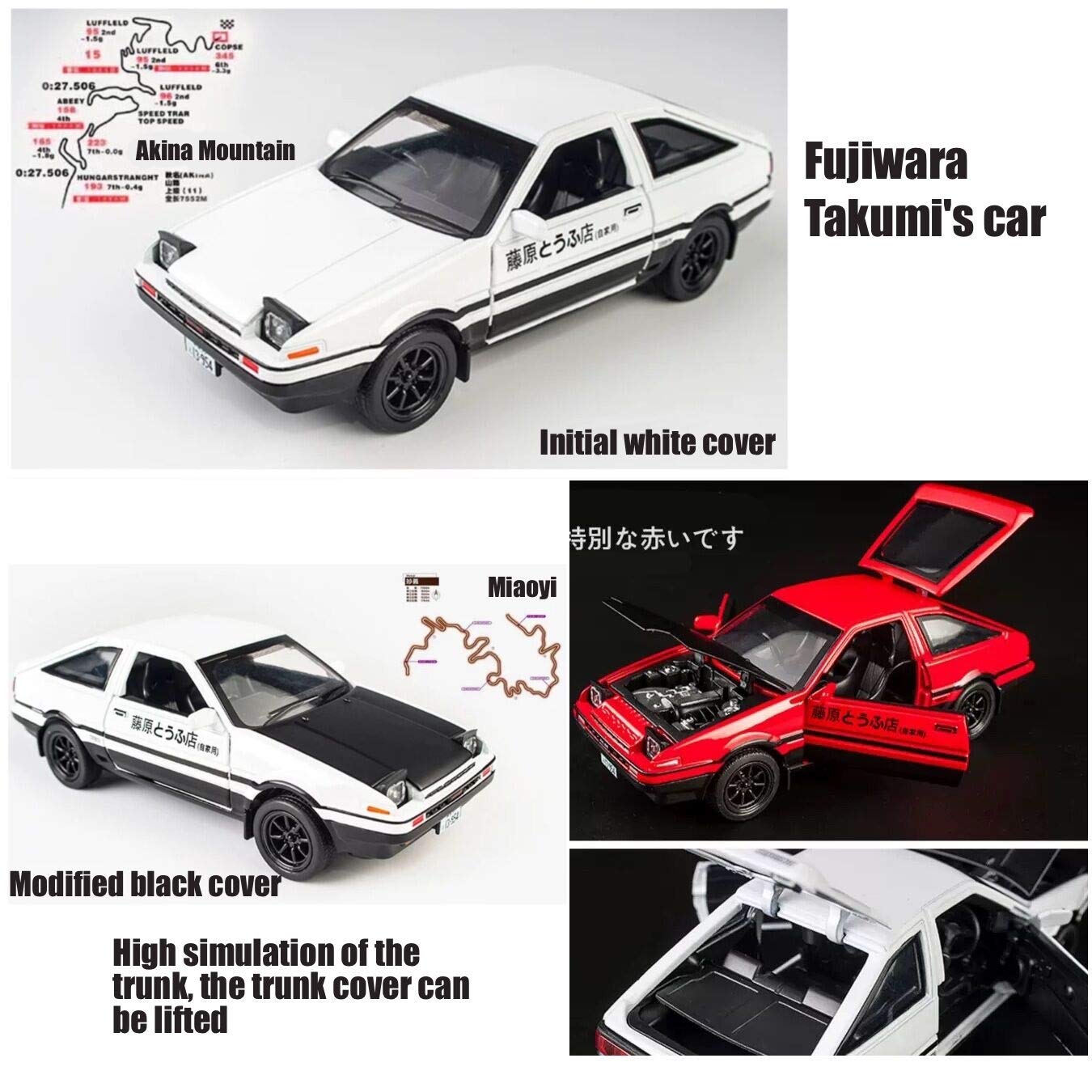 Children's Alloy Simulation AE86 Initial D Alloy Model Car, Suitable for Boys and Adults, Fujiwara Tofu Shop Model Car Pull Back Toy Simulation Car Model ( Size : AE68+Scenes )