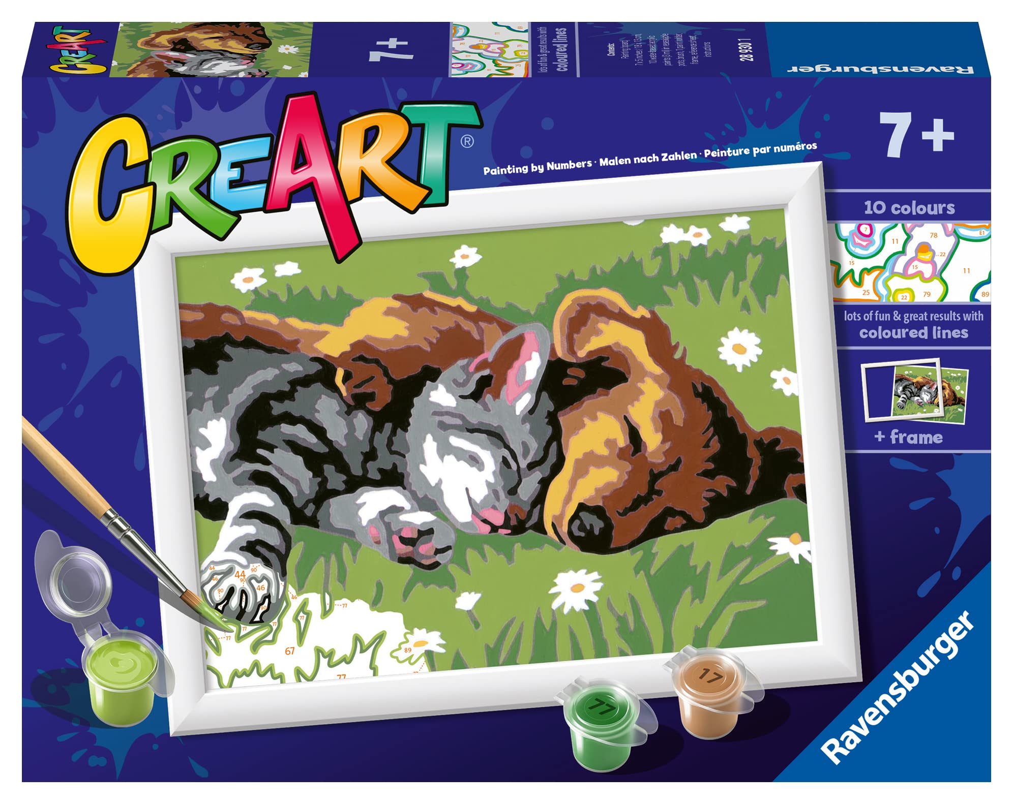 Ravensburger CreArt Sleeping Cat & Dog Paint by Numbers Kit | Easy-to-Use for Kids | Perfect for Home Decor | Ideal Gift for Aspiring Artists - Ages 7 & Up