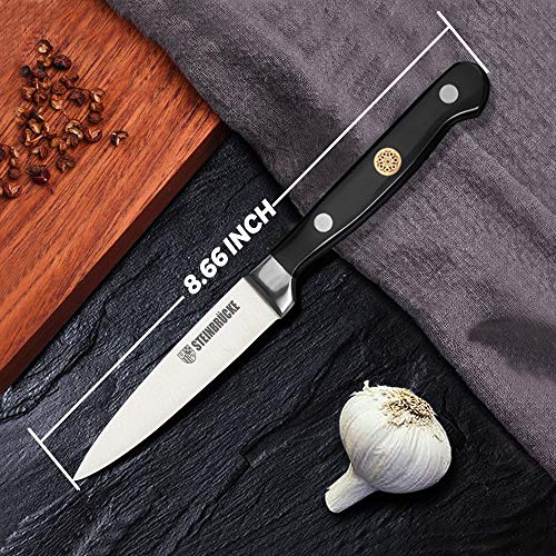 Gioventù Paring Knife 4 inch - Small Kitchen Knife Forged from German Stainless Steel 5Cr15Mov (HRC58), Full Tang, Sharp Paring Knife for Cutting, Peeling, Slicing Fruits and Vegetables