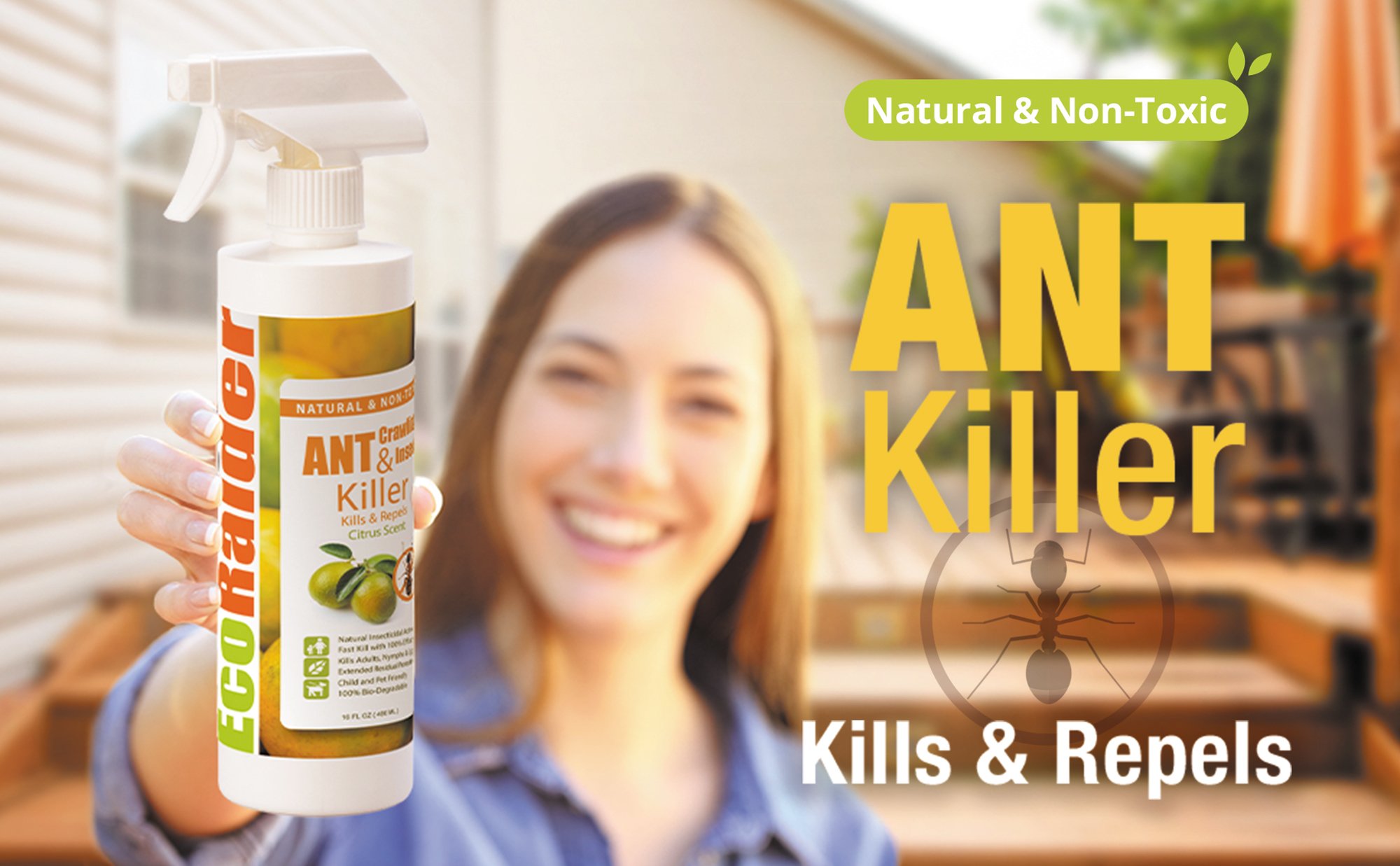 EcoVenger Ant Killer & Crawling Insect Killer (Citrus Scent) 16 oz x2, Kills Fast in Minutes, Also Kills Spiders, Centipedes & More, Repels with Residual, Natural & Non-Toxic, Safe for Children & Pets