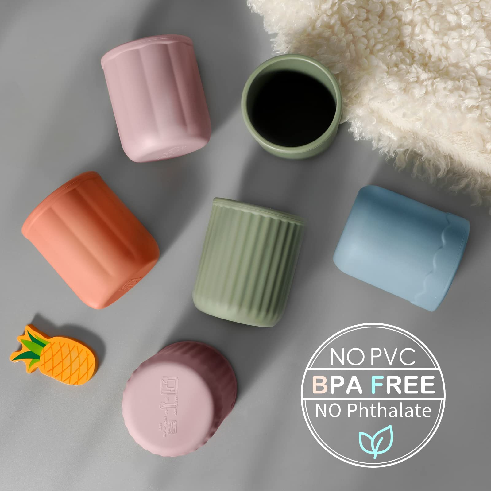 CSFICTS Toddler Cups Silicone Baby Cup - Mini Open Cup for Babies and Toddlers, Unbreakable Drinking Training Cup, BPA Free, 2 Pack, 6 Months+ (Ether/Sage)