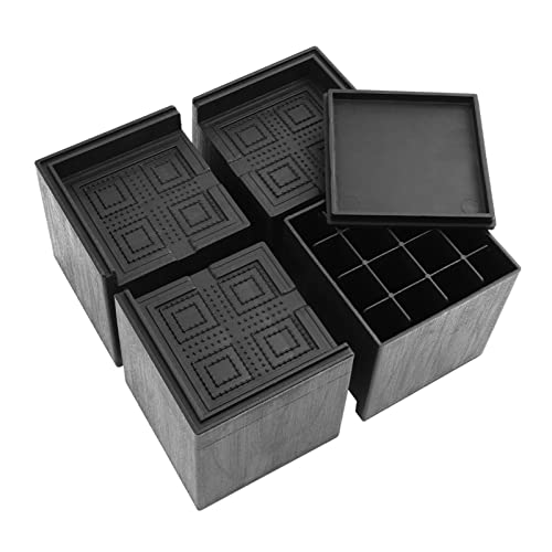 SELOTOKITER 4pcs Bed Risers,Heavy Duty Square Bedding Adjustable Bed Furniture Risers,L-Shaped Furniture Legs,Suitable for Beds,Sofas,Tables,Cabinets,Washing Machines,Refrigerators(Black)