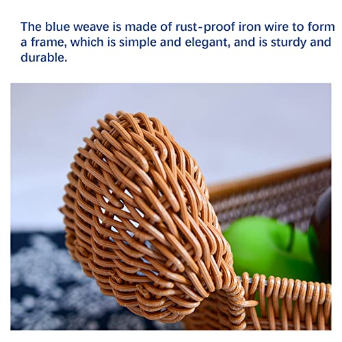 Mokylor Rattan Woven Fruit Basket, Squirrel Shape Woven Wicker Baskets, Creative Weaving Storage Container Vegetable Basket Tray for Laundry, Picnic and Decoration