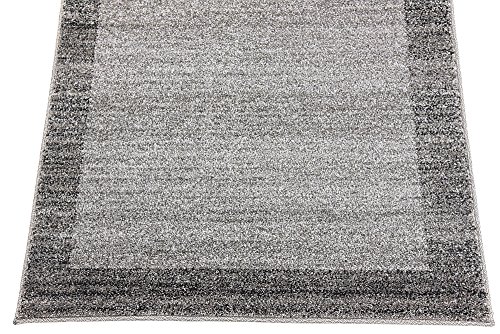 Unique Loom Del Mar Collection Area Rug - Abigail (2' 7" x 10' Runner, Light Gray/ Black)