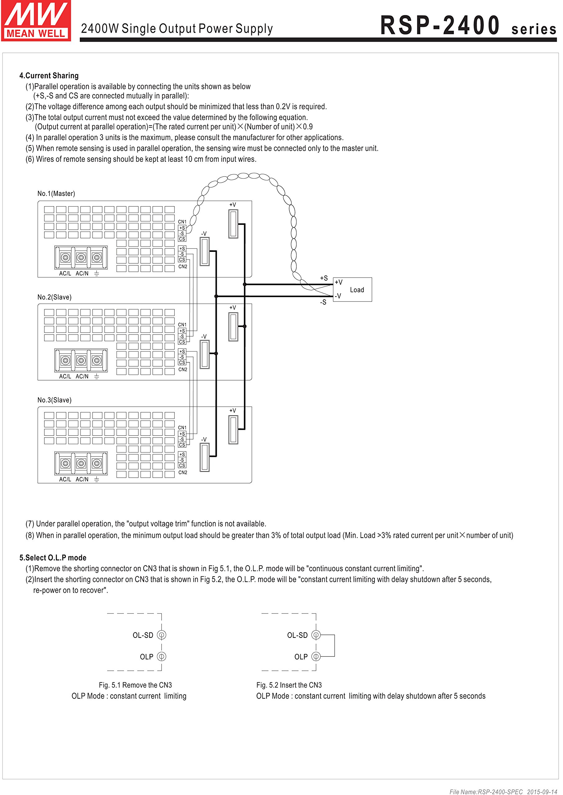 Mean Well RSP-2400-24 AC to DC Power Supply, Single Output, 24 Volt, 100 Amp, 2.4K Watt, 10.9" L x 7" W x 2.5" H