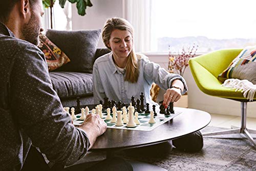 Portable Chess Set , Chess Set Large , Tournament Chess Set , 90% Plastic Filled Chess Pieces and Green Roll-up , Vinyl Chess Board Game (43x43cm)