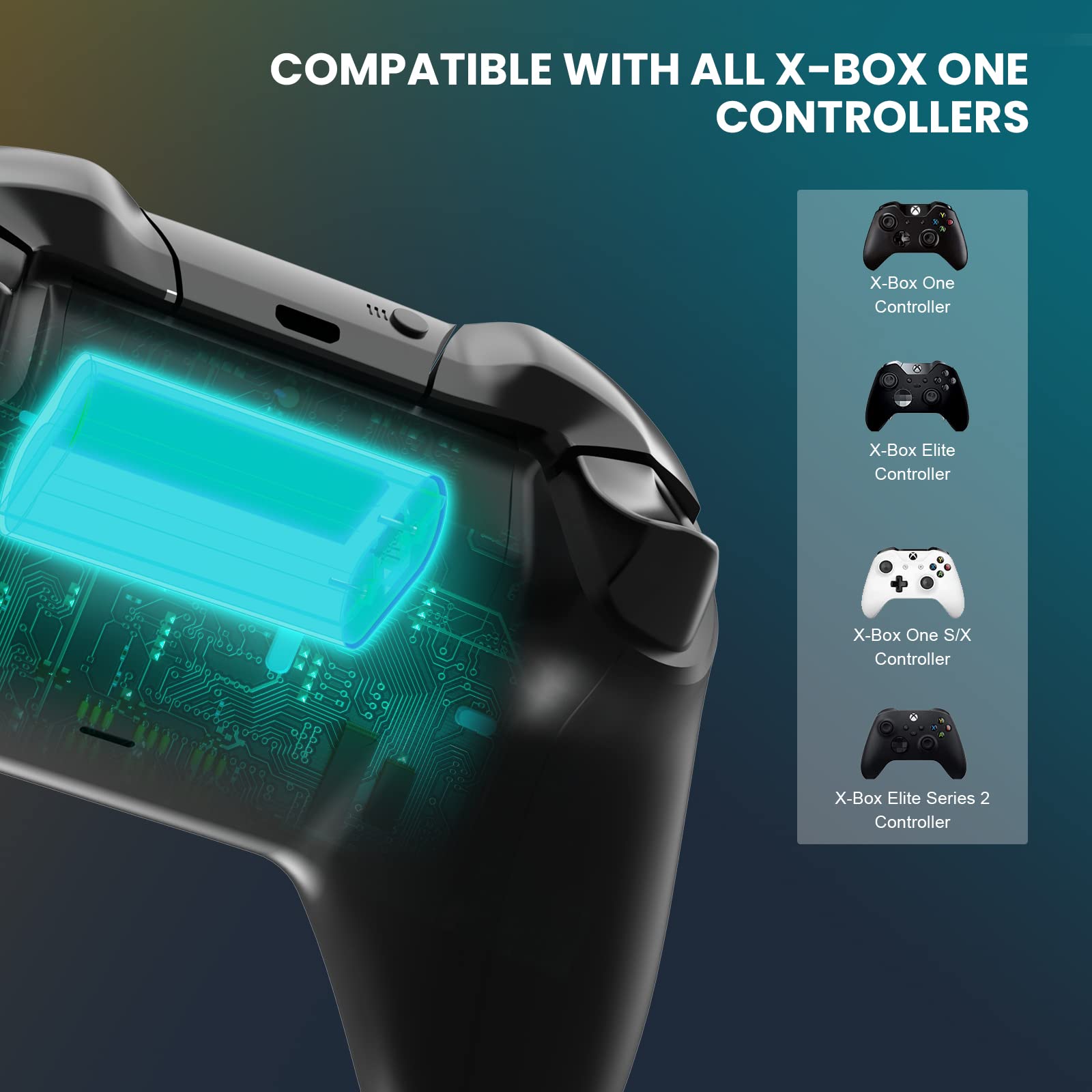 Battery Pack for Xbox One Controller, Compatible with Xbox One/Xbox Series X|S Controller 1200mAh Ni-MH Rechargeable Battery with 5ft Micro USB Charging Cable
