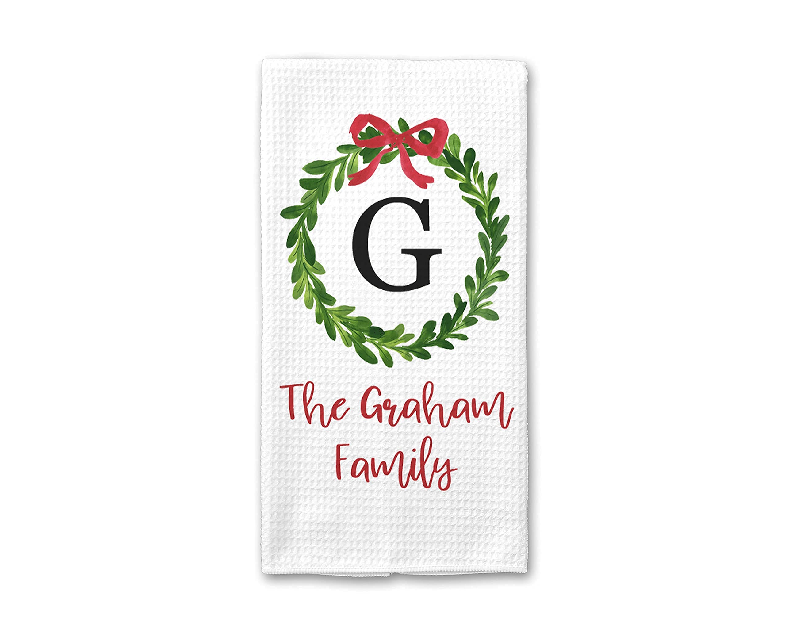 CANARY ROAD Custom Christmas Waffle Weave Dish Towel | Personalized Kitchen Towel | Housewarming Gift | Personalized Christmas Gift Women | Personalized Dish Towel | Christmas Kitchen Towel