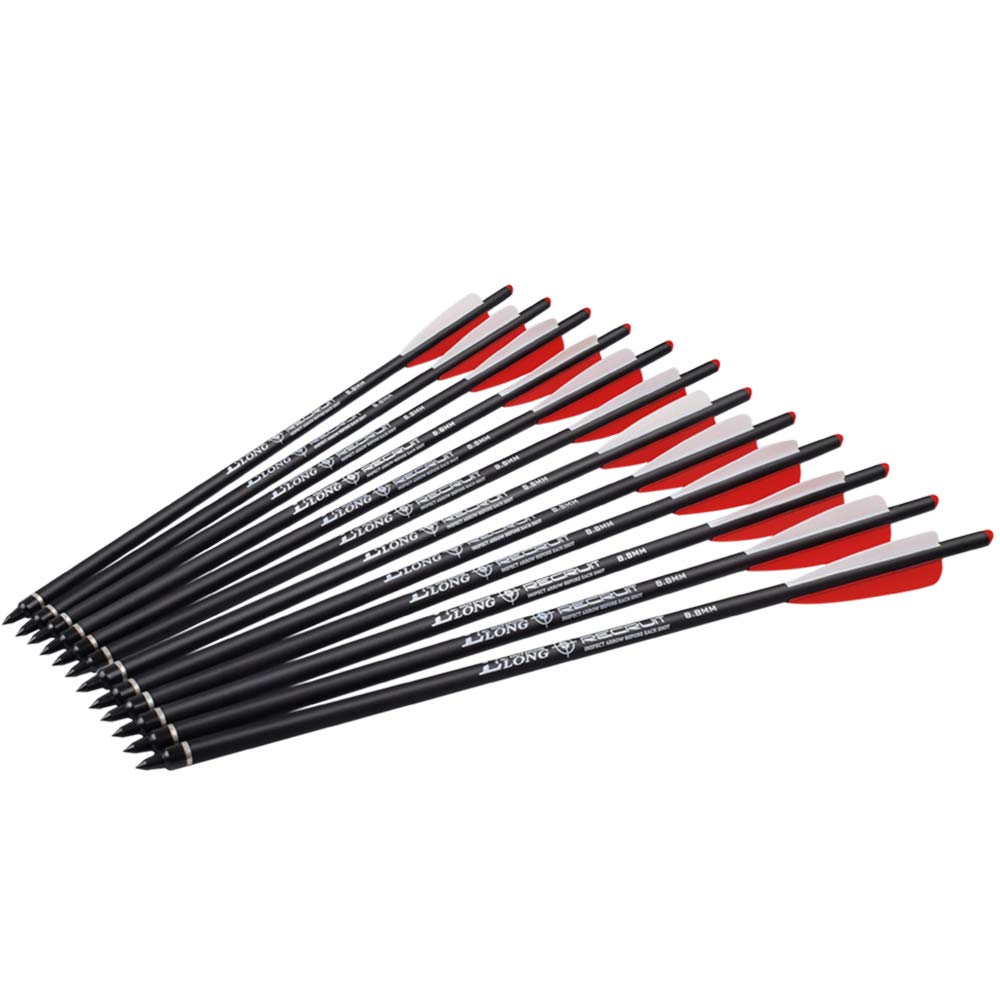 Carbon Crossbow Bolts 16 Inch Hunting Archery Arrows with 4" Vanes Replaced Arrowhead Tip 12PCS