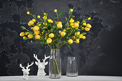 GiDiProtea Artificial Lemon Branch Yellow Vivid Artificial Fake Lemon Flower Home Party Garden Decoration 2Pcs 7 Lemons