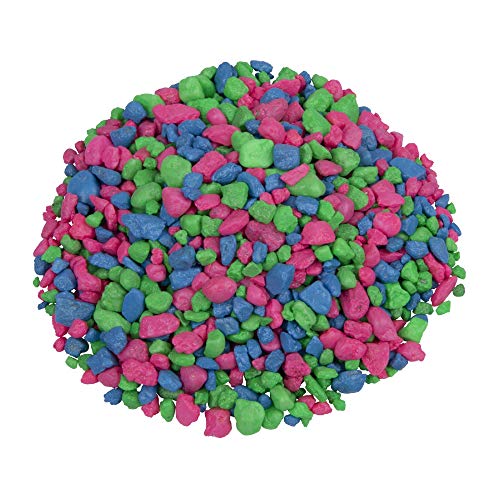 GloFish Aquarium Gravel, Pink/Green/Blue Fluorescent, 5-Pound, Bag Pink/Green/Blue Fluorescent, 4 x 5 x 9 inches ; 5 pounds (29085)