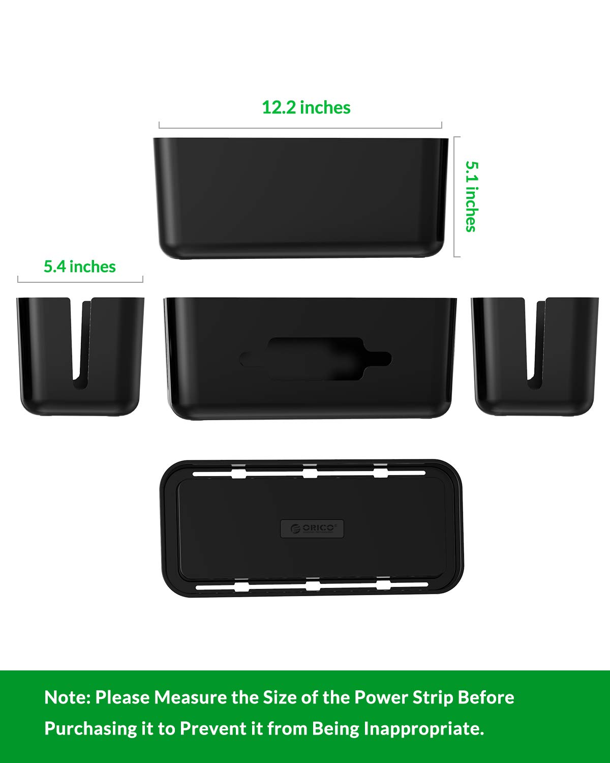 Cable Organizing Box, ORICO Cable Management Box with Phone Stand, 12.2 X 5.4 X 5.1 inches Cable Hide Box Wires Hider for Small Power Strips, Surge Protectors, Chargers, Adapters - Medium