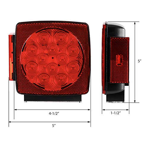 CZC AUTO 12V LED Submersible Trailer Tail Light Kit for Under 80 Inch Boat Trailer Marine with 18G Pure Copper Wiring Harness Kit (Exclusive Trailer Light kit)