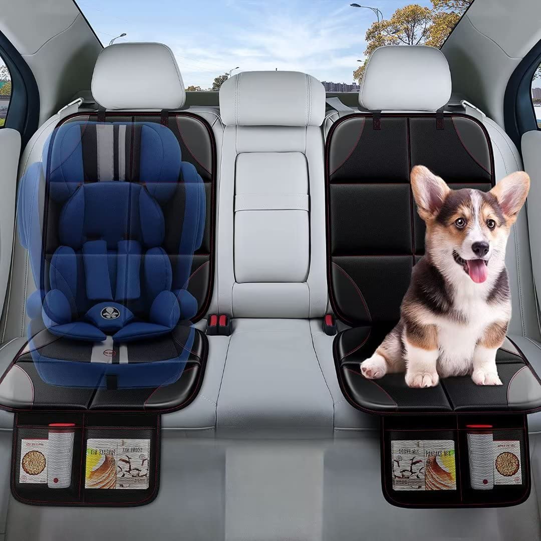 ctor MHO+All 2 Pack Auto for Child Baby Car Seats - Large CarSeat Sit Savers Mat with Waterproof 600D Fabric & 2 Storage Pockets, Crash Test Approved