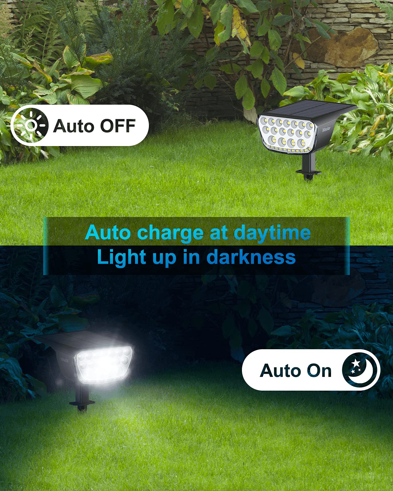 Xibolar Solar Spot Lights Outdoor [6 Pack], 32 LED Solar Landscape Spotlights, IP65 Waterproof Solar Powered Garden Wall Lights, Auto On/Off 2 Modes Lighting for Yard Pathway Porch Patio(Cool White)