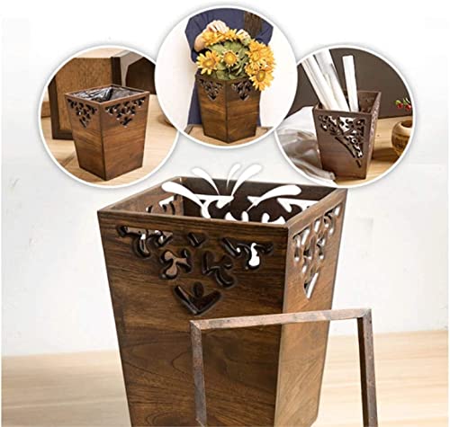 DIKNAC Trash Can Garbage Bin Wood Trash Can Wastebasket Garbage Container Bin for Bathrooms Powder Rooms Home Offices Waste Bins ( Color : B , Size : 23*30cm )