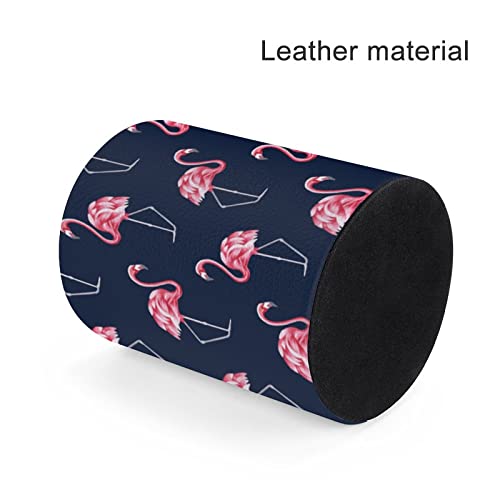 Beautiful Flamingo Pen Holder PU Leather Pencil Cup Cute Desk Organizer Makeup Brush Box for Home Office
