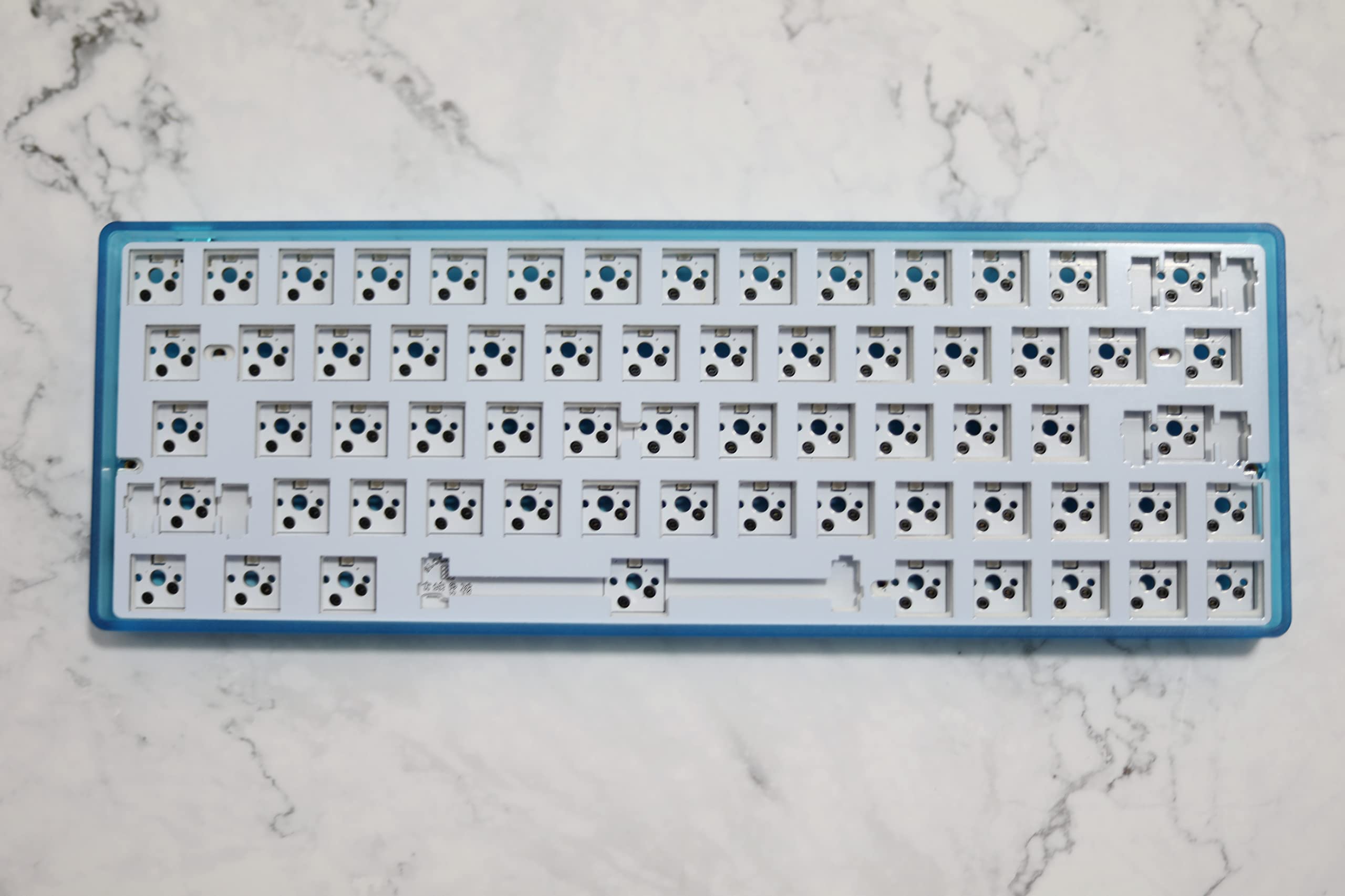 Cmokifuly EX64 60% Mechanical Keyboard Kit Type-C Wired Mode for 3/5pin Switches,Hotswap Socket Tray-Mount Case 64-Keys PCB Plate DIY Keyboard Kit Combo(uninstalled) (Blue transparent)