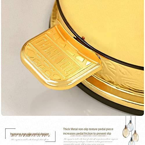 CZDYUF Golden Pedal Metal Trash Can Upscale Hotel Villa Kitchen Living Room Bathroom Covered Garbage Storage Bucket Dustbin ( Size : 10L )
