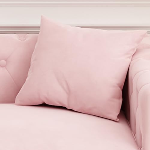 FANYE Velvet Upholstered Sofa Couch with 2 Pillows,Modern 3 Seaters Sofa Couch with Nailhead Decor and Metal Legs for Living Room