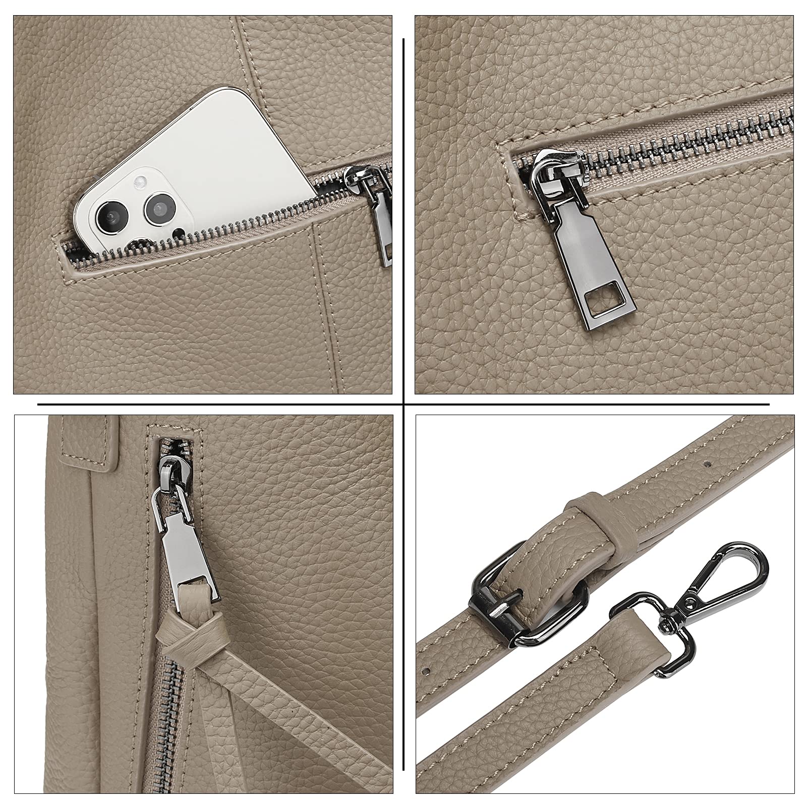 YALUXE Genuine Leather Hobo Bags for Women Slouchy Tote Handbag Purse Crossbody Bag Top Handle Shoulder Bag