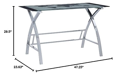 Powell World Map Printing Curved X-Sided Computer Desk, Chrome, 47-1/4" x 23-5/8" x 29-1/2" tall