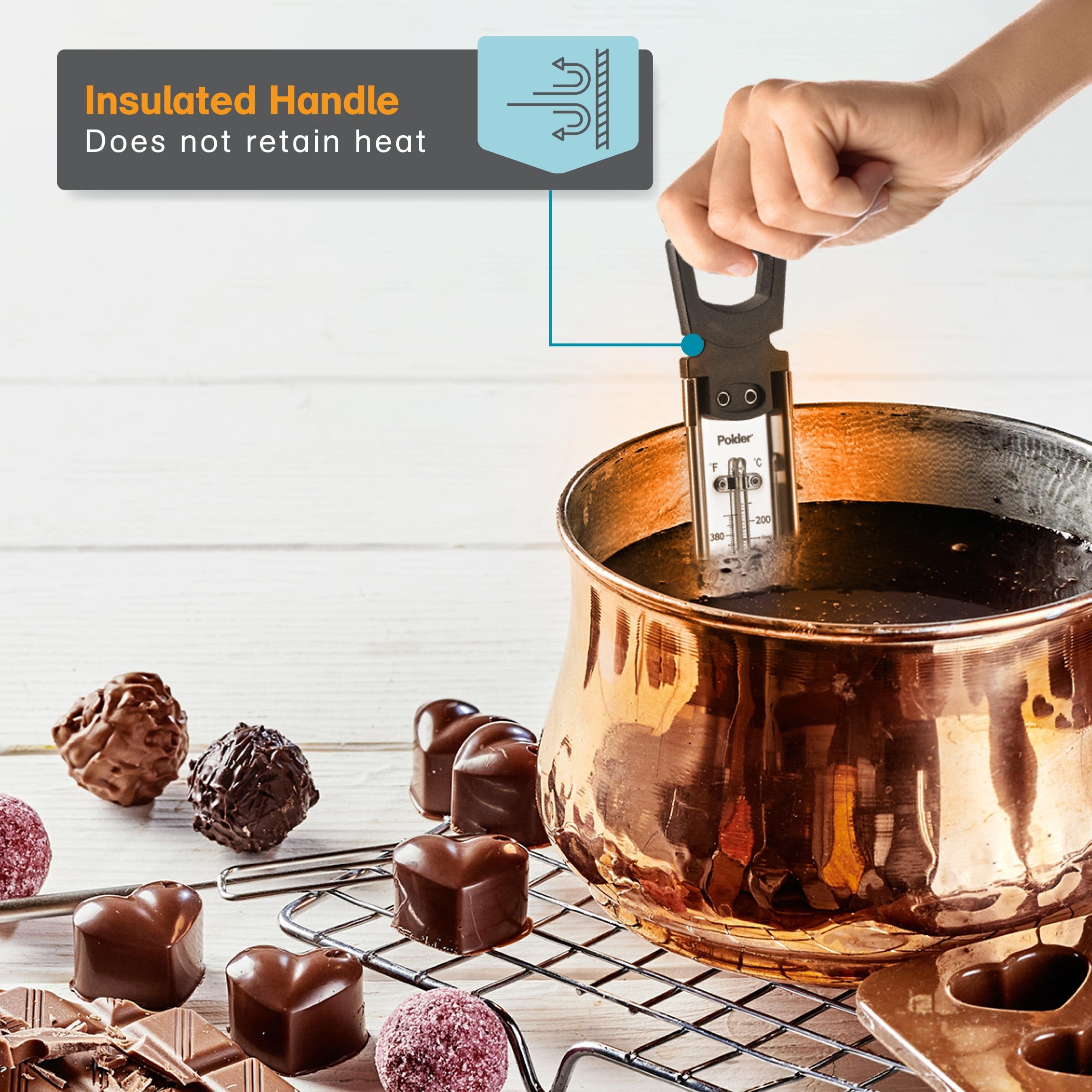 Candy Thermometer Deep Fry/Jam/Sugar/Syrup/Jelly Thermometer with Hanging Hook Cooking Thermometer Food Thermometer Quick Reference Temperature & Pot Clip