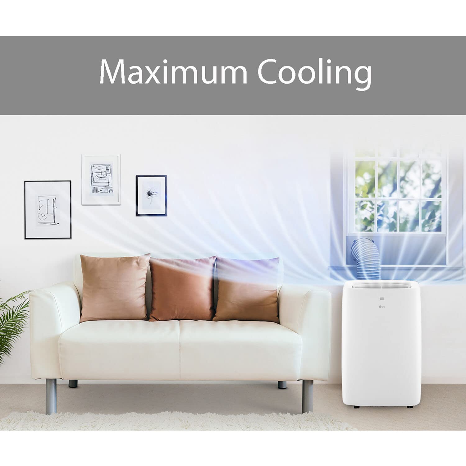 LG 7,000 BTU (DOE) / 10,000 BTU (ASHRAE) Portable Air Conditioner, Cools 300 Sq.Ft. (12' x 25' room size), Quiet Operation, LCD Remote, Window Installation Kit Included, 115V, LP0721WSR