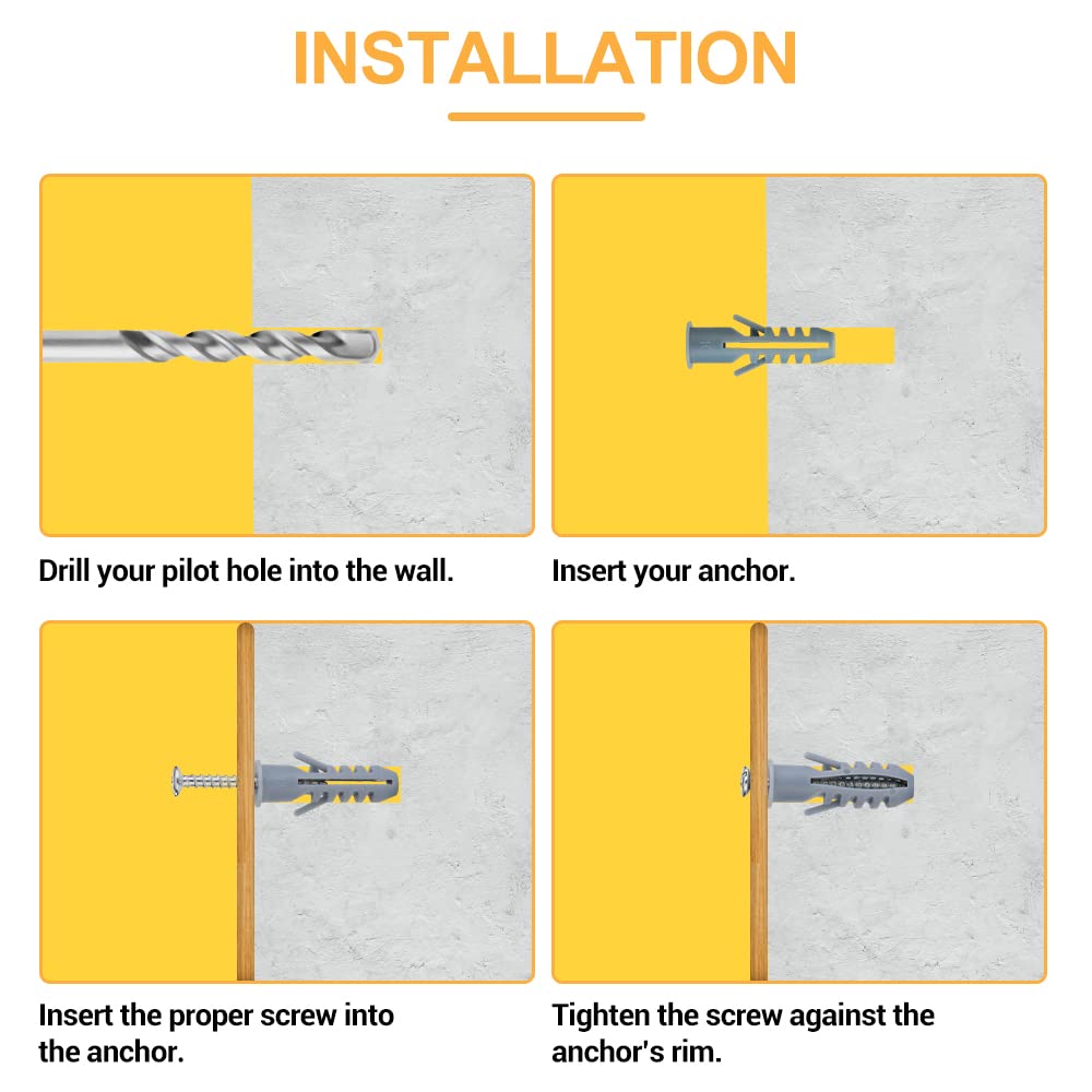 CNAM (#10) Drywall Screws Kit, Anchors and Screws kit 10mm x 37.1mm Universal Wall Expand Anchor with Self-Tapping Screws (100 Pcs) for Fixed and Hanging