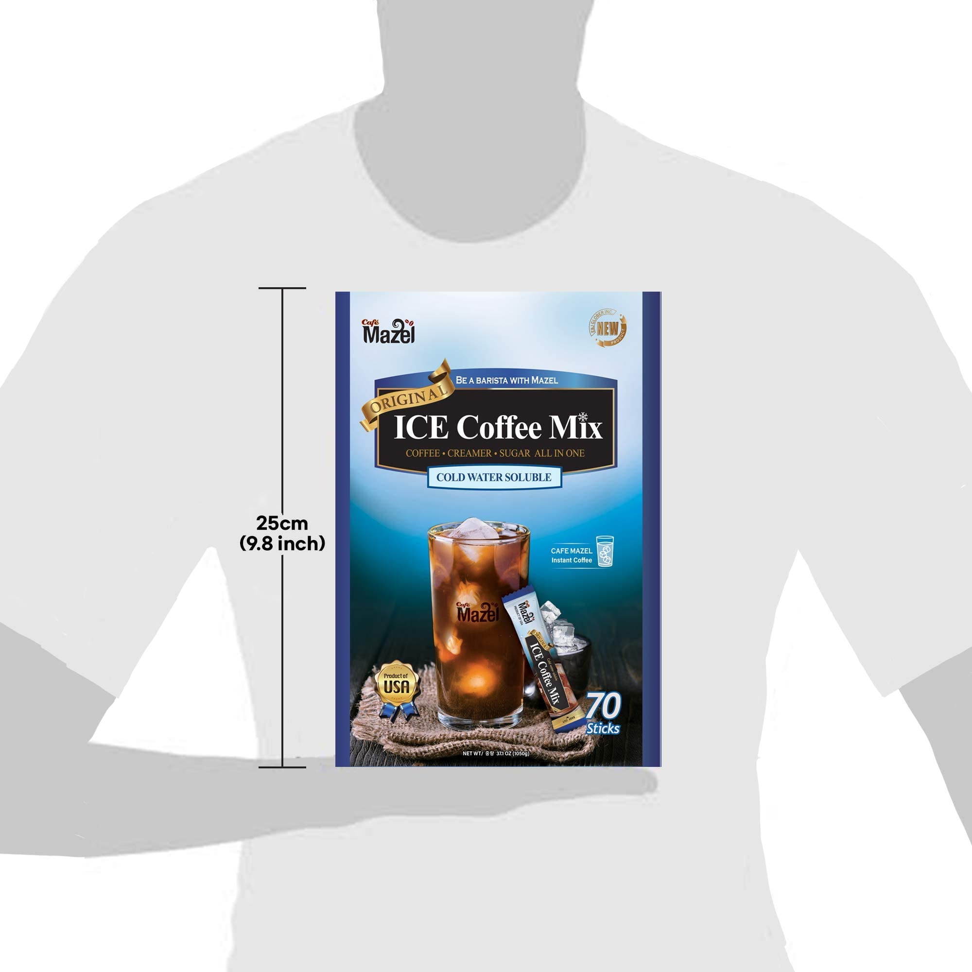 Café Mazel Ice Coffee Mix - Original, Instant Ice Coffee Mix, 3 in 1 Instant Coffee, 70 Sticks