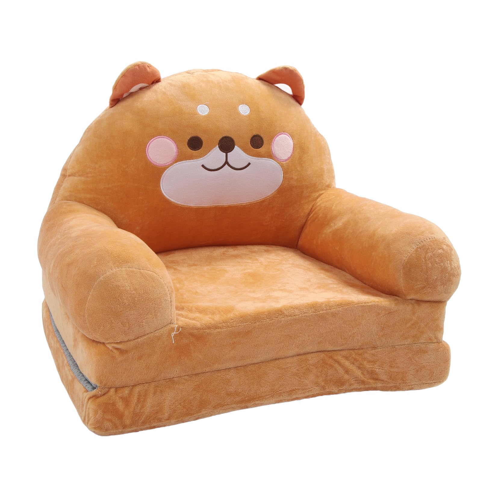 Flip Open Couch, Brown Puppy Kids Chair Couch Multifunctional Adorable Cartoon for Home for Watching TV (Folding in Half)