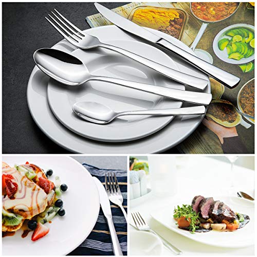Silverware Set,MASSUGAR 20-Piece Silverware Flatware Cutlery Set, Stainless Steel Utensils Service for 4, Include Knife/Fork/Spoon, Mirror Polished (Silver)