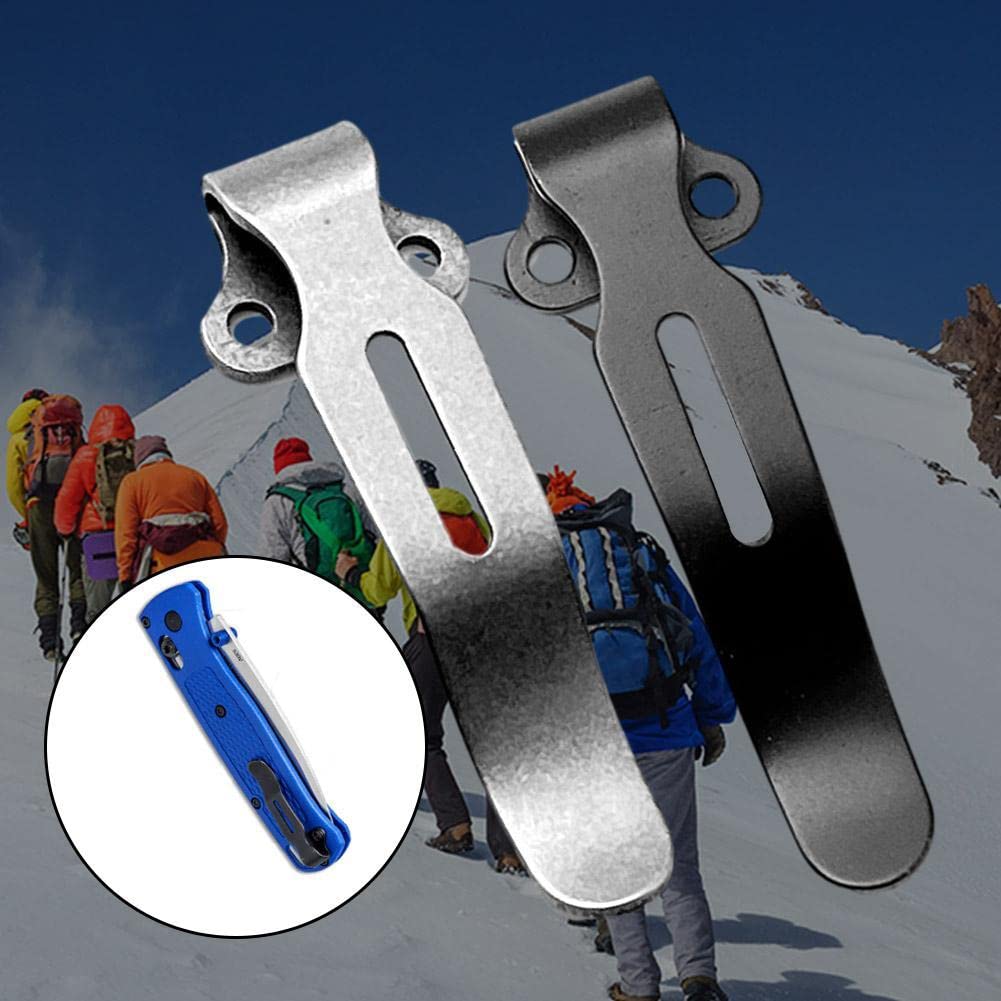 TorSor 2 Pack Deep Carry Pocket Clip Stainless Steel Folding Knife Back Clips for Knife 515 535 Series Practical Waist 2 Hole Support Stand Grip DIY Outdoor Accessories Tool