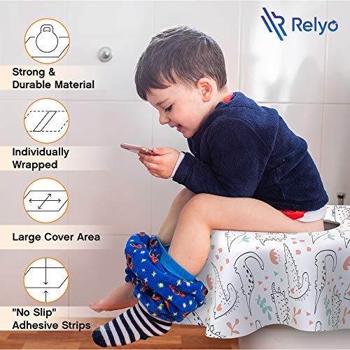 Toilet Seat Covers Disposable - 20 Pack - Waterproof, Ideal for Kids and Adults β Extra Large, Individually Wrapped for Travel, Toddlers Potty Training in Public Restrooms (Dinosaurs, 20)