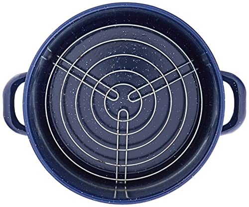 IMUSA USA Enamel Steamer Pot, 16-Quart, Blue