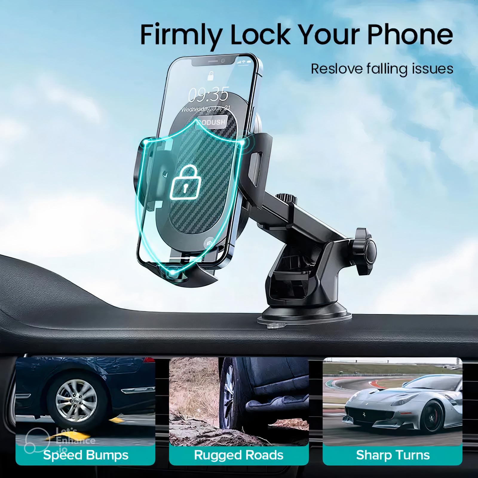 Car Phone Holder - Universal Mount for Secure and Convenient Smartphone Use - 360° Rotation, Easy Installation - Fits iPhone, Samsung, and More